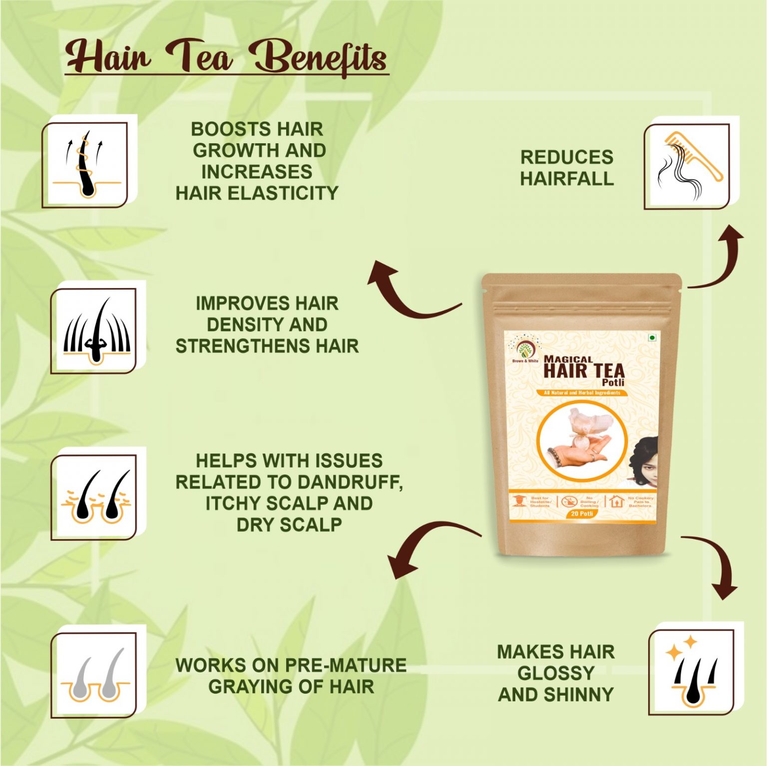 Brown and White Magical Hair Tea Capsule - 1 bottle (90 capsules ...